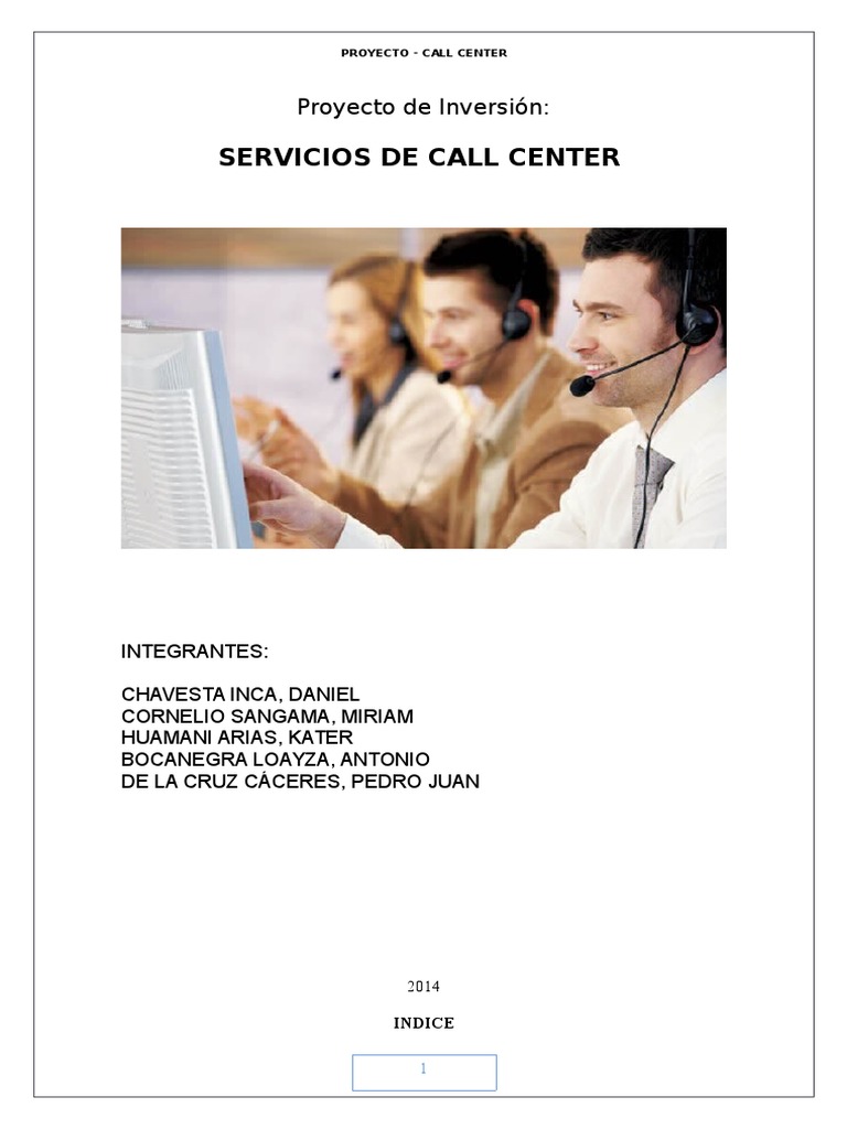 Formulación de Proyecto - Call Center | PDF | Perú | Centro de llamadas