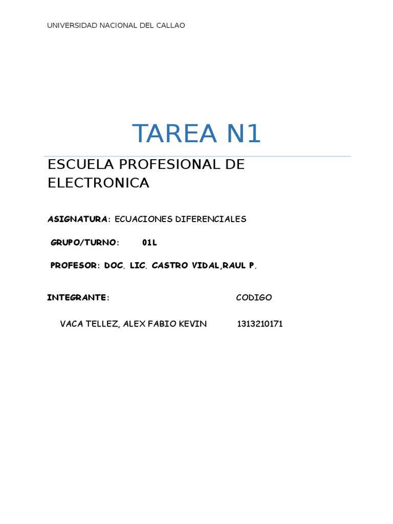 Edo Tarea 1 | PDF | Calculo diferencial | Curva