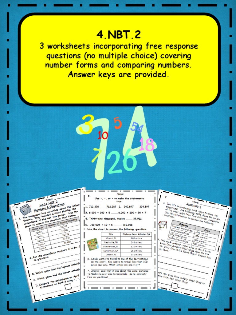 3 Worksheets Incorporating Free Response Questions (No Multiple Choice ...