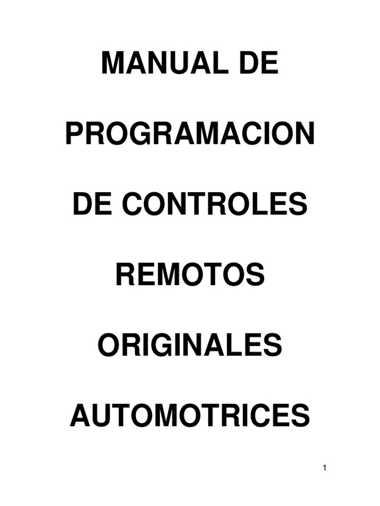 Programacion de Controles Remotos PDF | PDF | Control remoto ...