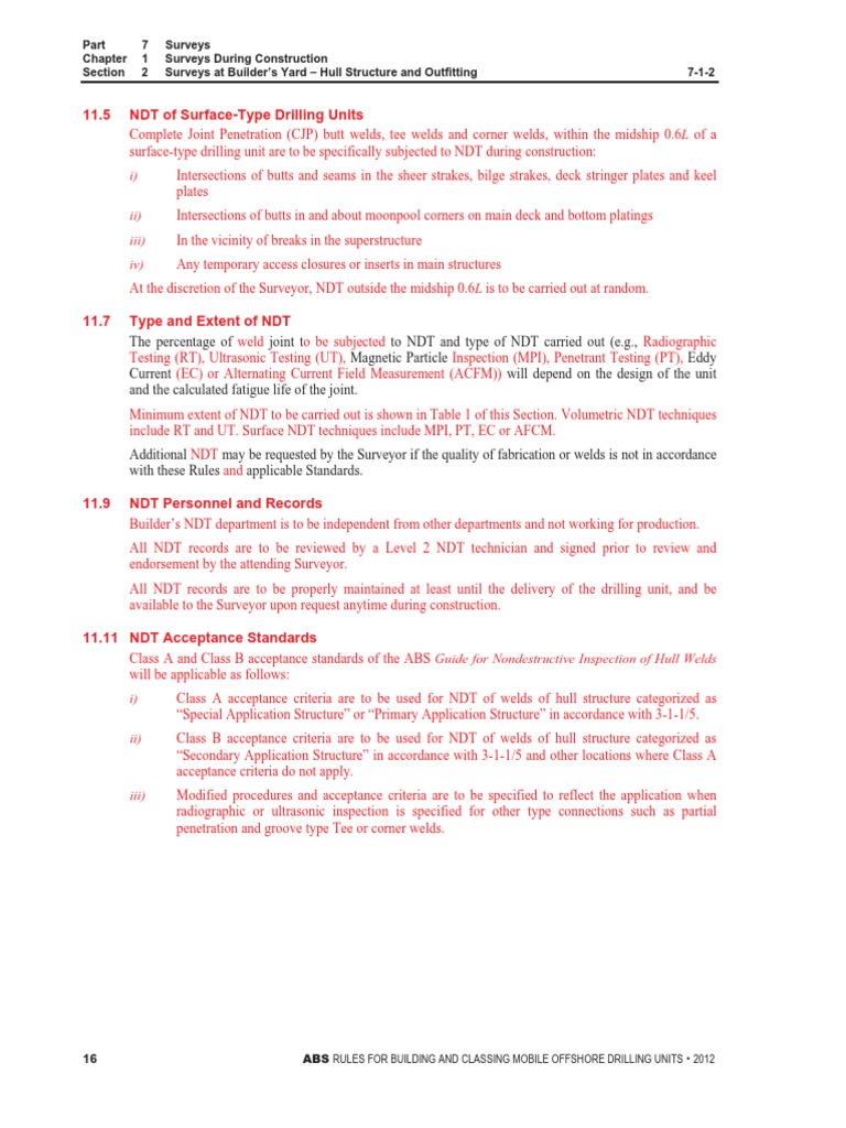 NDT Standards for Offshore Drilling Units | PDF | Nondestructive ...