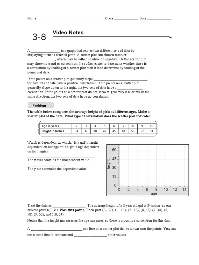 3 8 Video Notes | PDF | Scatter Plot | Correlation And Dependence