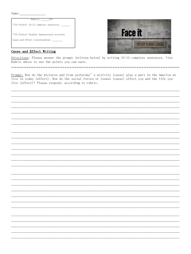 Cause and Effect Writing Assignment | PDF