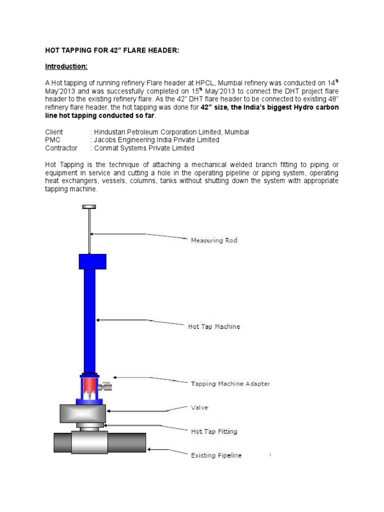 42 Inch Flare Hot Tapping | PDF | Oil Refinery | Valve