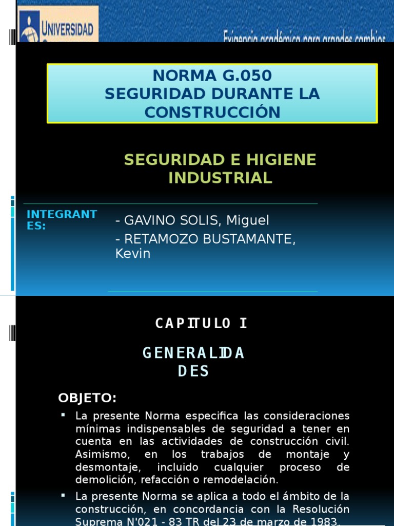 Norma G.050 Seguridad Durante La Construccio0n | PDF | Excavación (Arqueología) | Andamio