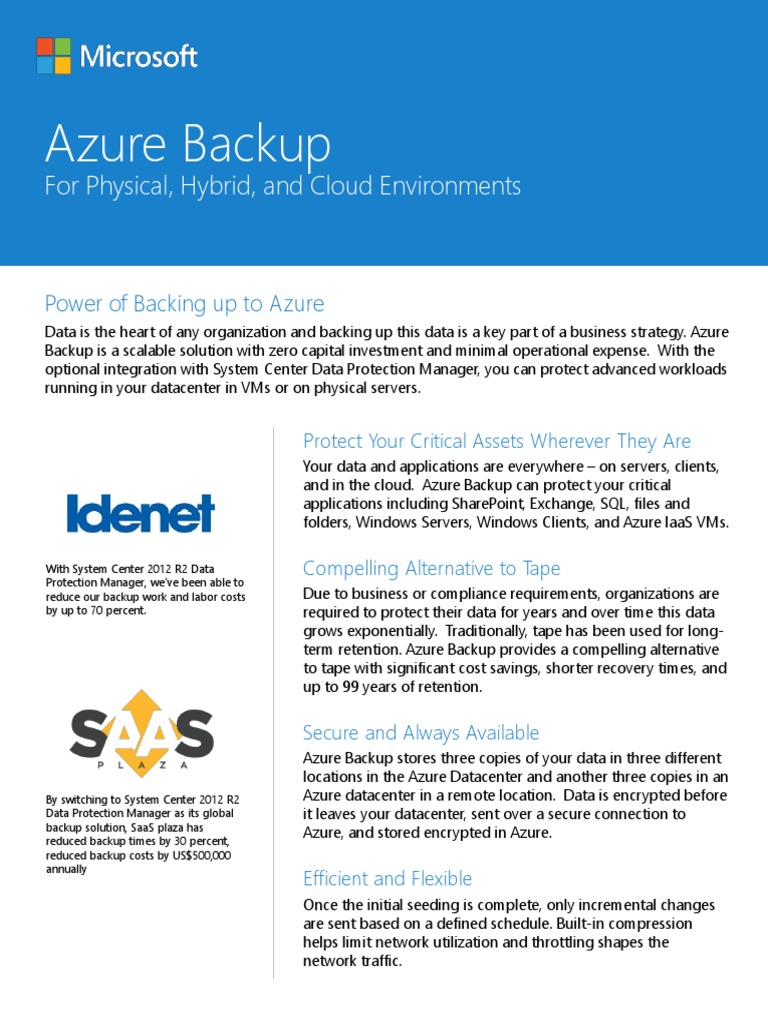 Azure Backup Datasheet | PDF | Hyper V | Cloud Computing