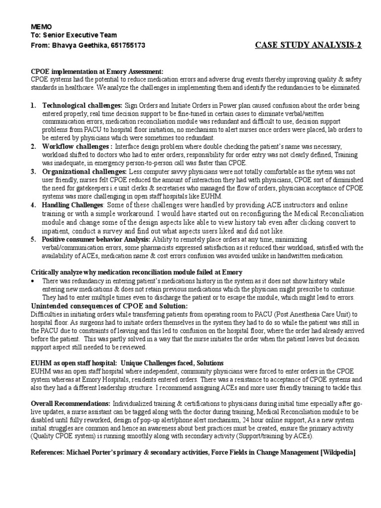 Technological Challenges:: Case Study Analysis-2 | PDF | Patient ...