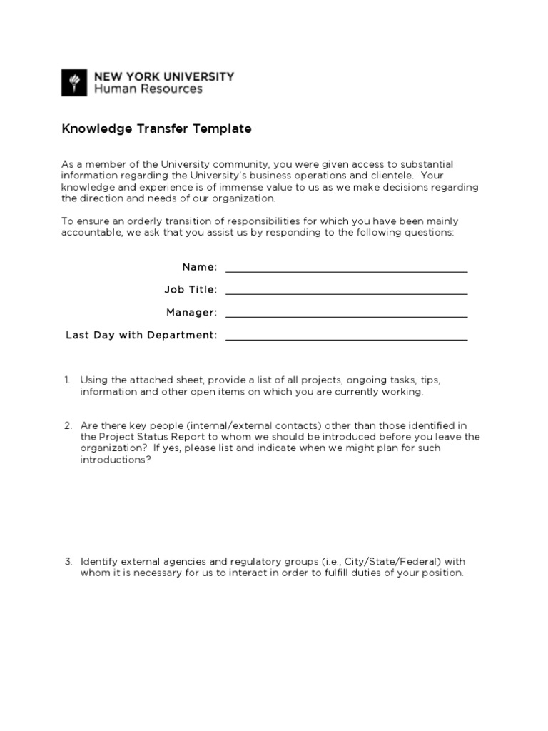 Knowledge Transfer Template | PDF | Career & Growth