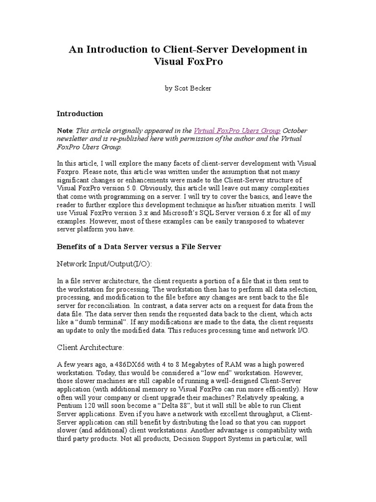 An Introduction To Client | PDF | Microsoft Sql Server | Client–Server ...