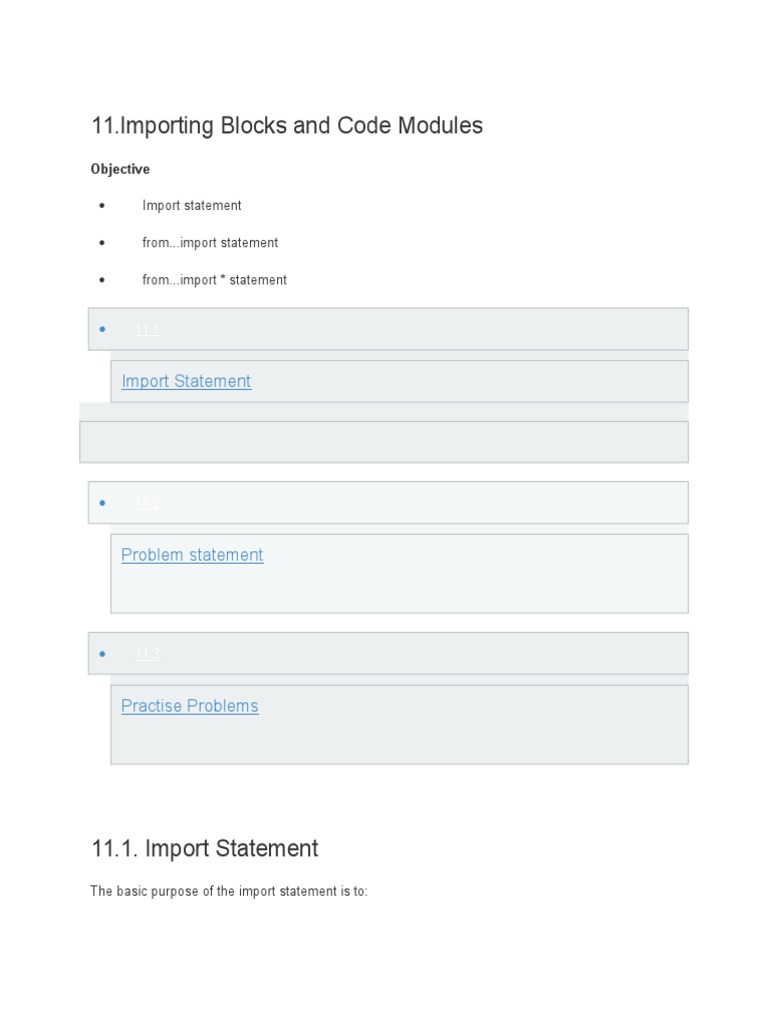 11.importing Blocks and Code Modules: Import Statement | Download Free PDF | Modular Programming ...