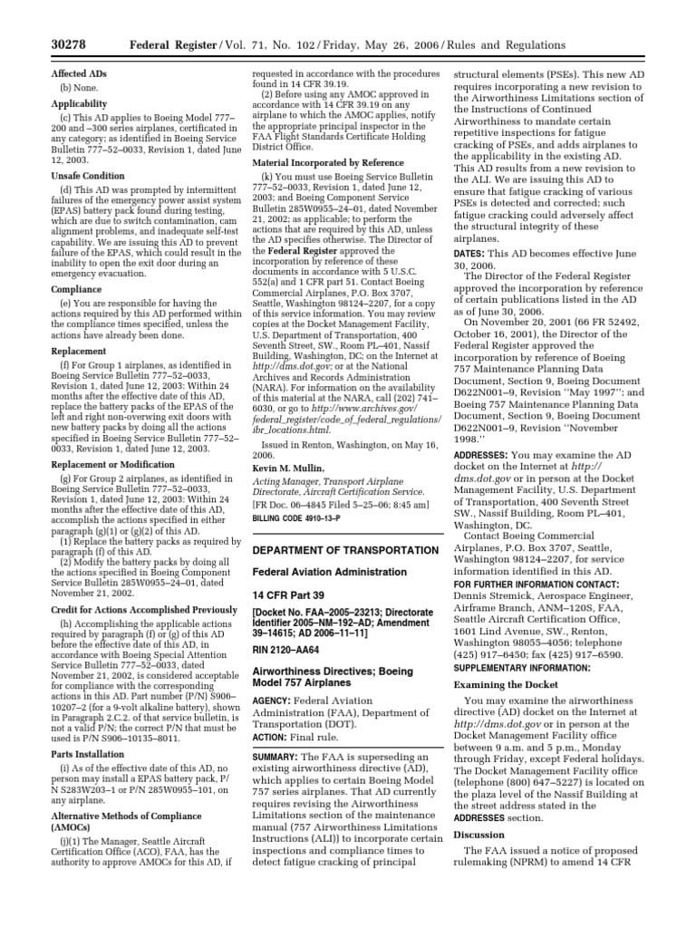Rule: Airworthiness directives: Boeing | Federal Aviation ...