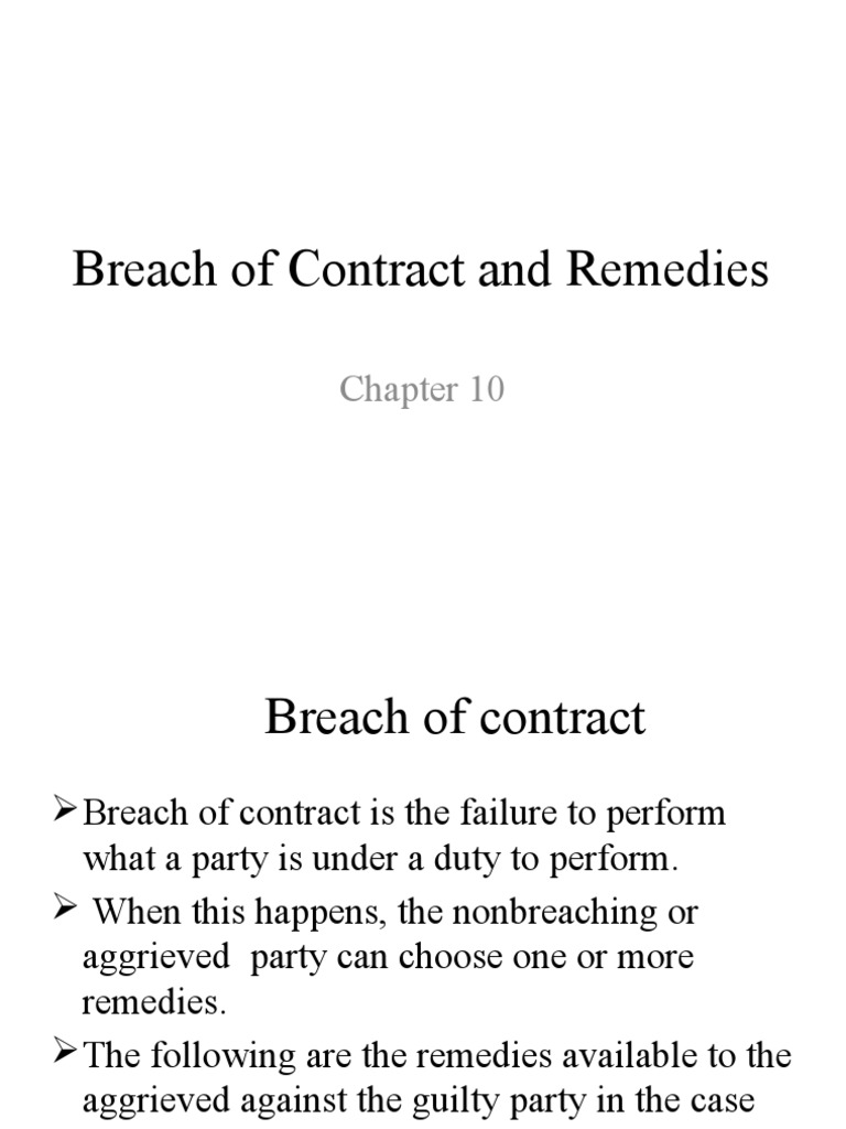 breach of contract and remedies | Damages | Breach Of Contract