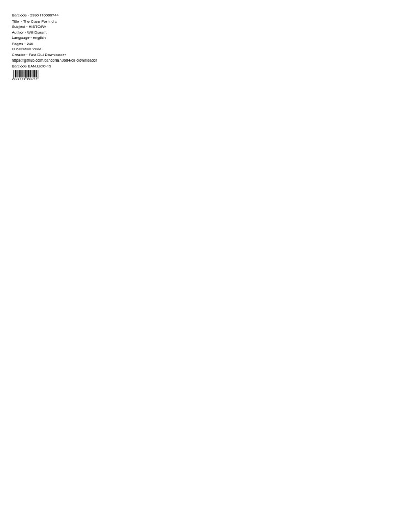 The Case For India Will Durant 240p History English | PDF | Written ...