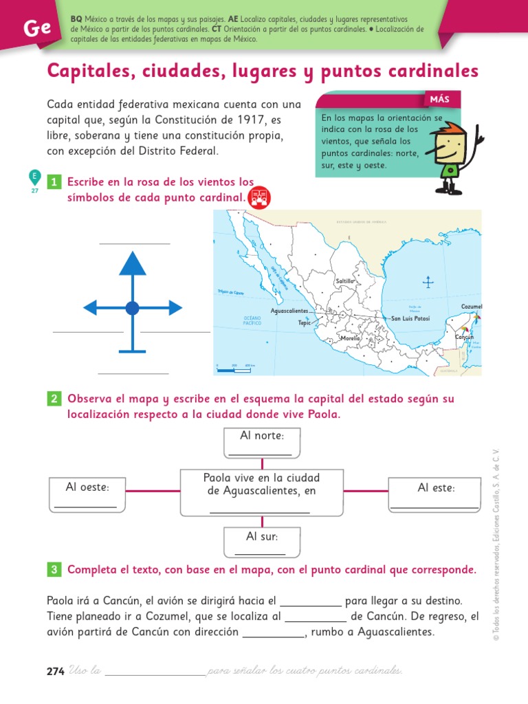 Estados Y Capitales De La Región Oeste Para Imprimir