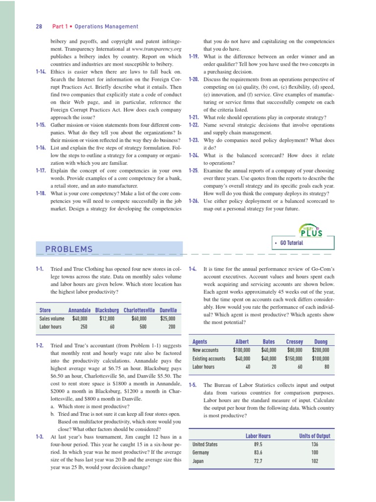 Problems: Operations Management | PDF | Strategic Management | Labour ...