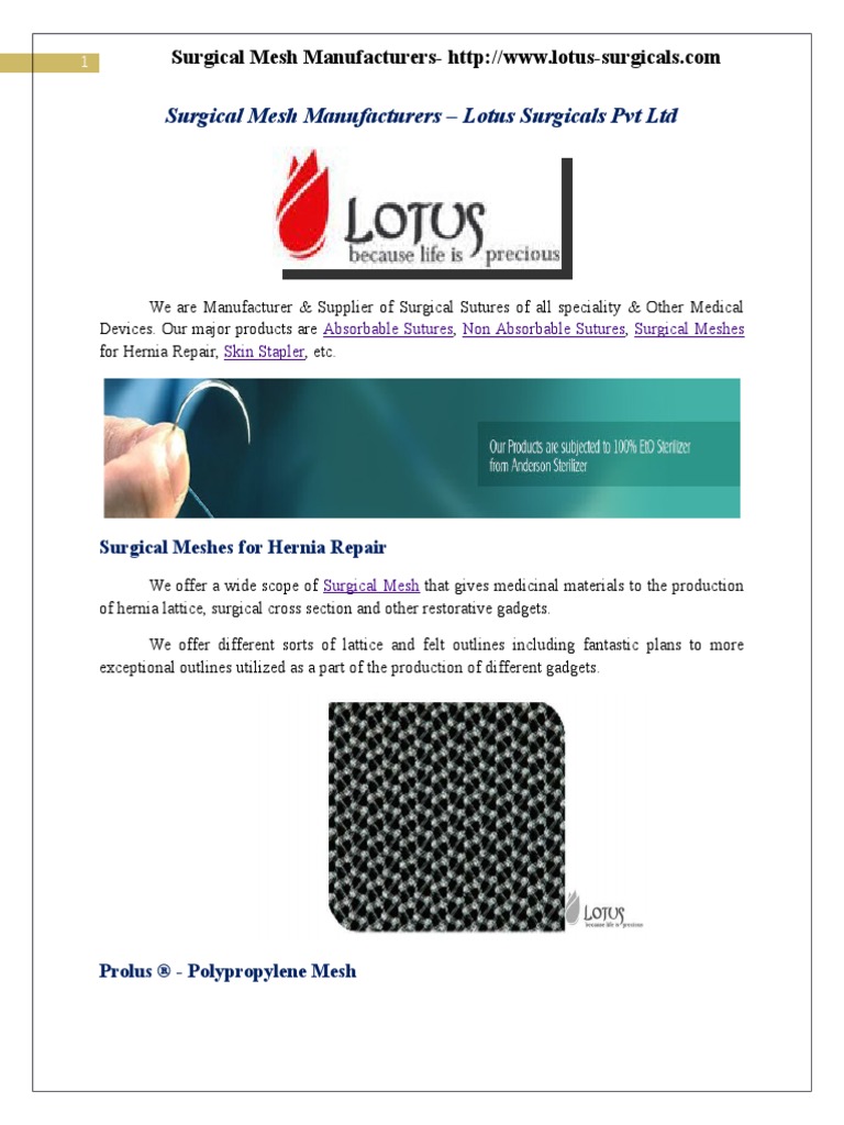 Surgical Mesh Manufacturers | PDF | Surgery | Medicine