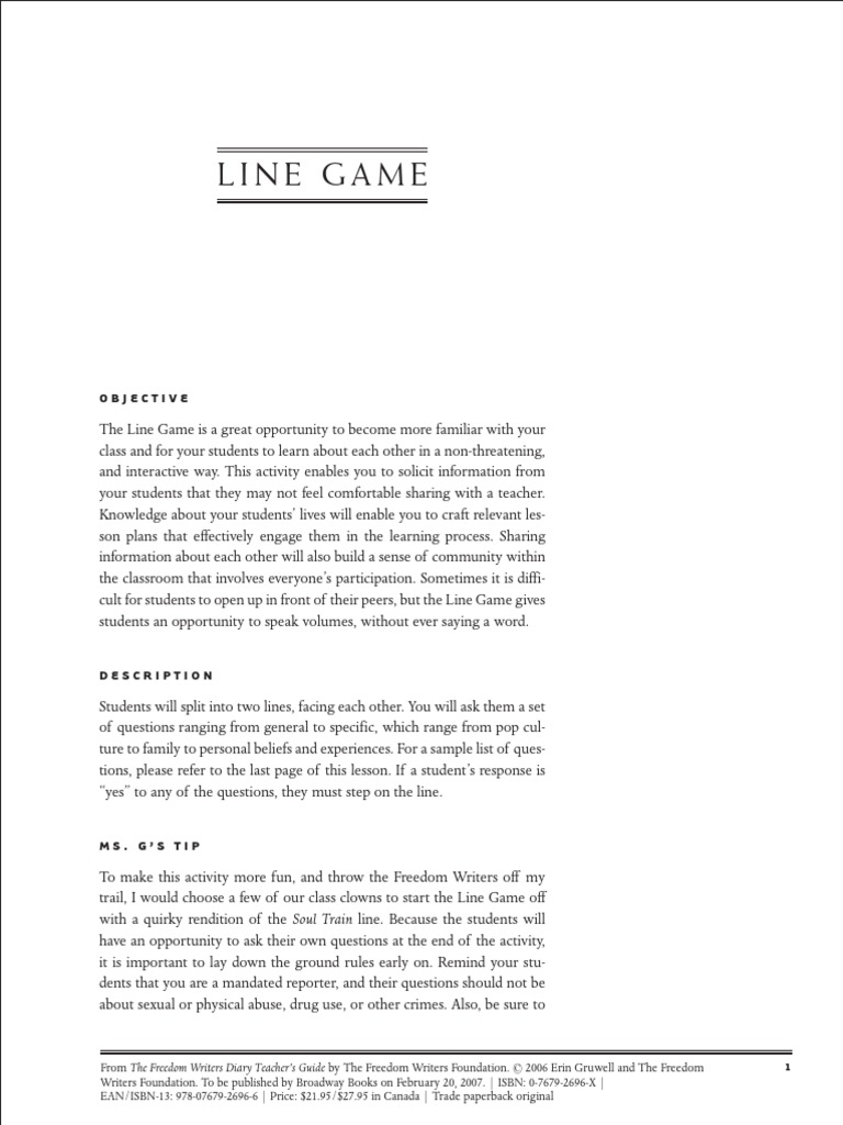 Line Game | Download Free PDF | Lesson Plan | Psychological Concepts