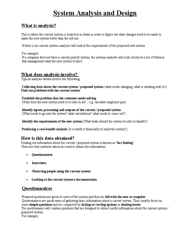 Igcse Ict System Analysis Note | PDF | Documentation | International ...