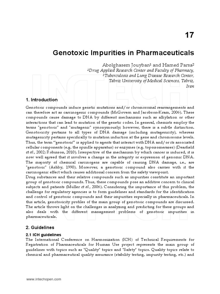 Genotoxic Impurities in API | PDF | High Performance Liquid ...