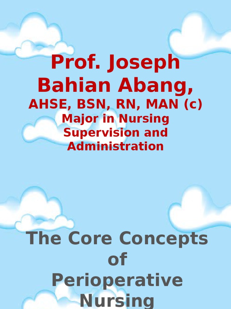Prof. Joseph Bahian Abang,: Ahse, BSN, RN, Man (C) | PDF | Sterilization (Microbiology) | Surgery