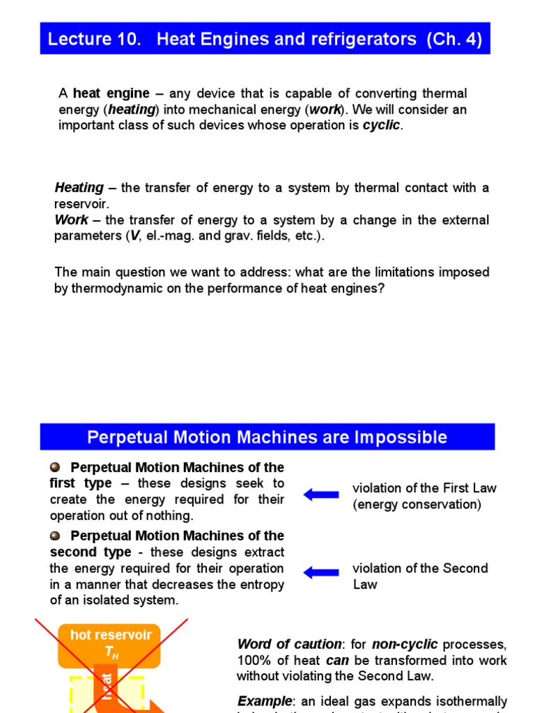 Heat Engines and Refrigerators Overview | PDF | Entropy | Heat