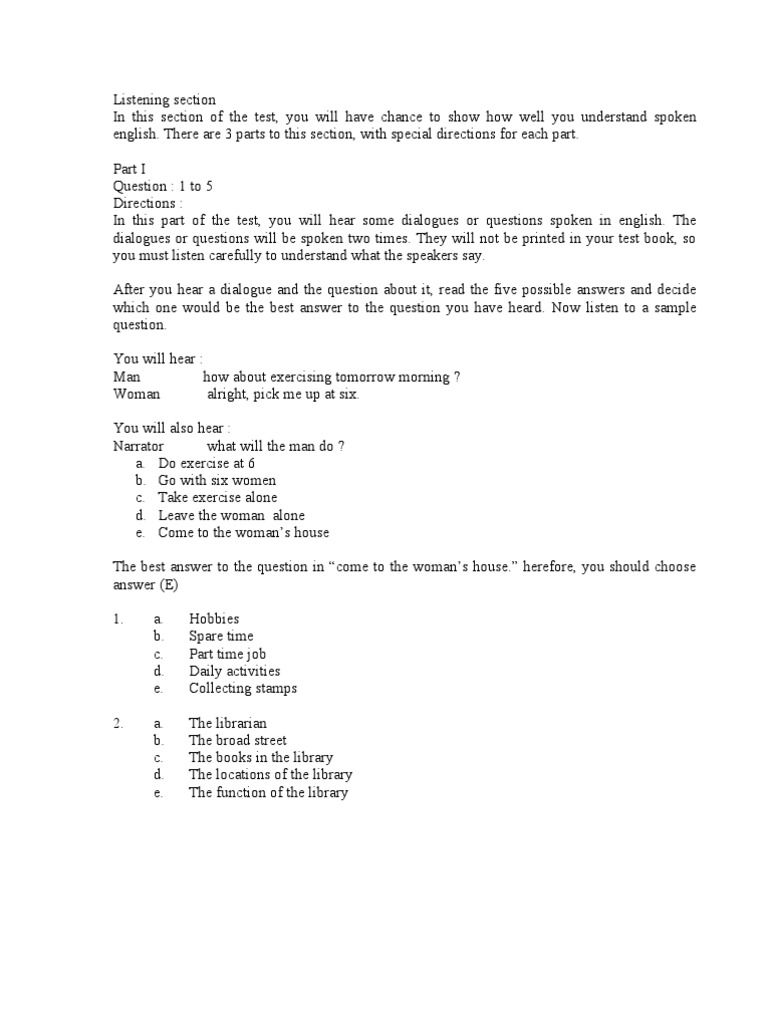 Listening Section | Question