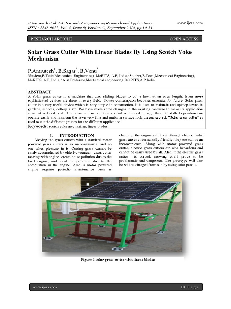 Solar Operated Grass Cutter | Semiconductors | Electromagnetism