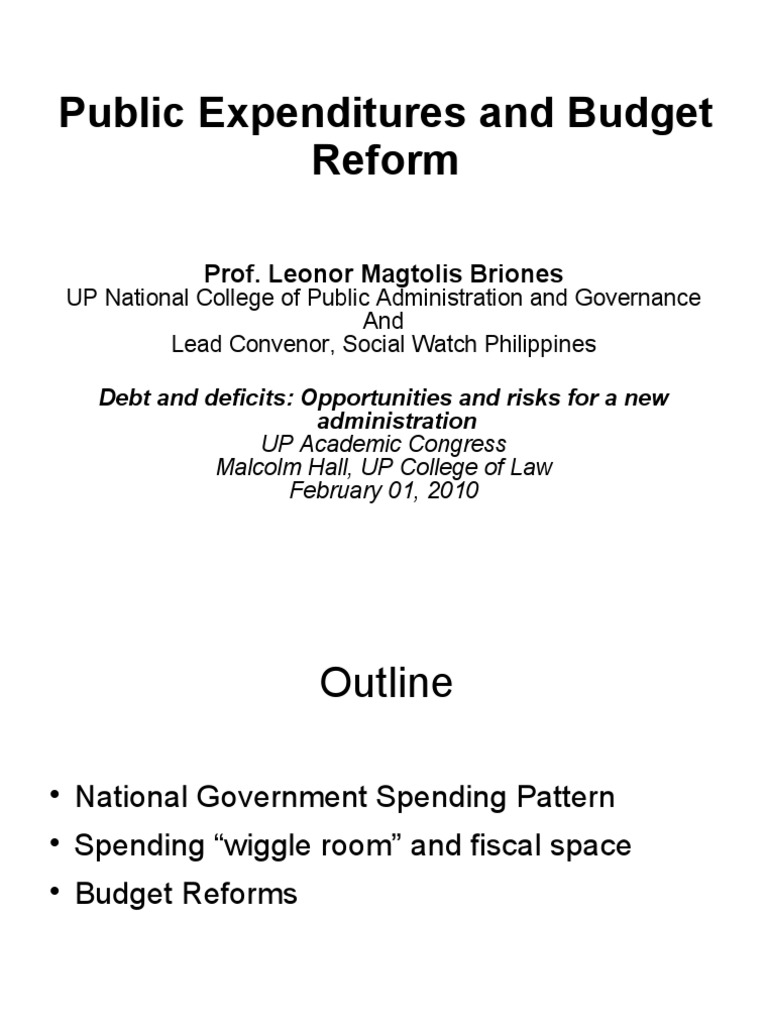 02 Public Expenditures and Budget Reform - Prof. Leonor Magtolis ...