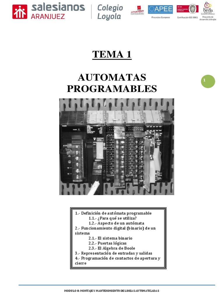 Tema 1 - Autómatas Programables | PDF | Puerta lógica | Poco