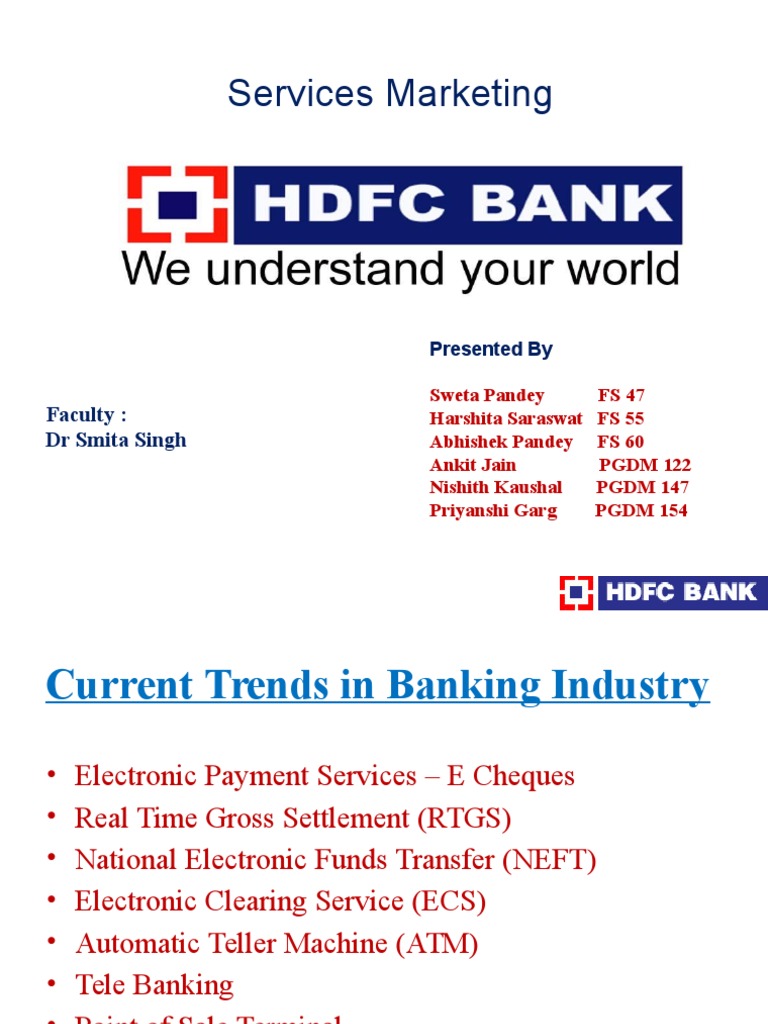Service Marketing: HDFC | PDF | Online Banking | Banks & Banking
