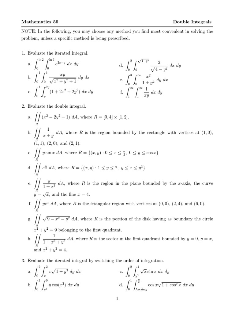 Double Integrals | PDF | Sphere | Integral