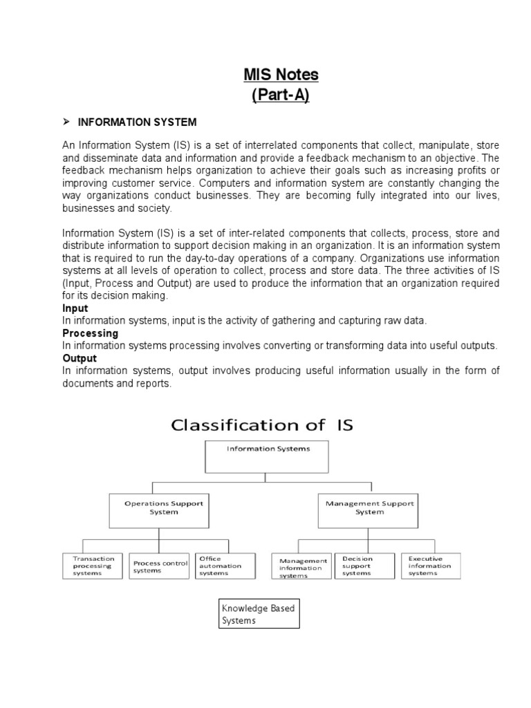 MIS Notes | PDF | Management Information System | Information System