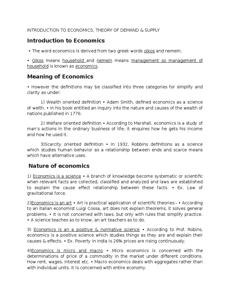 An Introduction to the Fundamental Concepts of Economics: Defining the ...