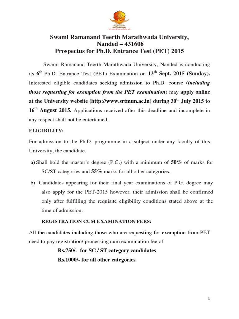 prospectus.pdf | Doctor Of Philosophy | University And College Admission