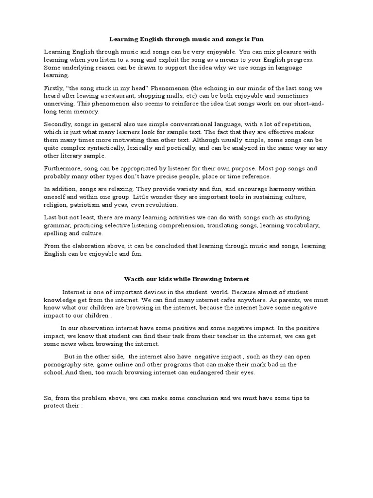 Learning English Through Music and Songs Is Fun | PDF