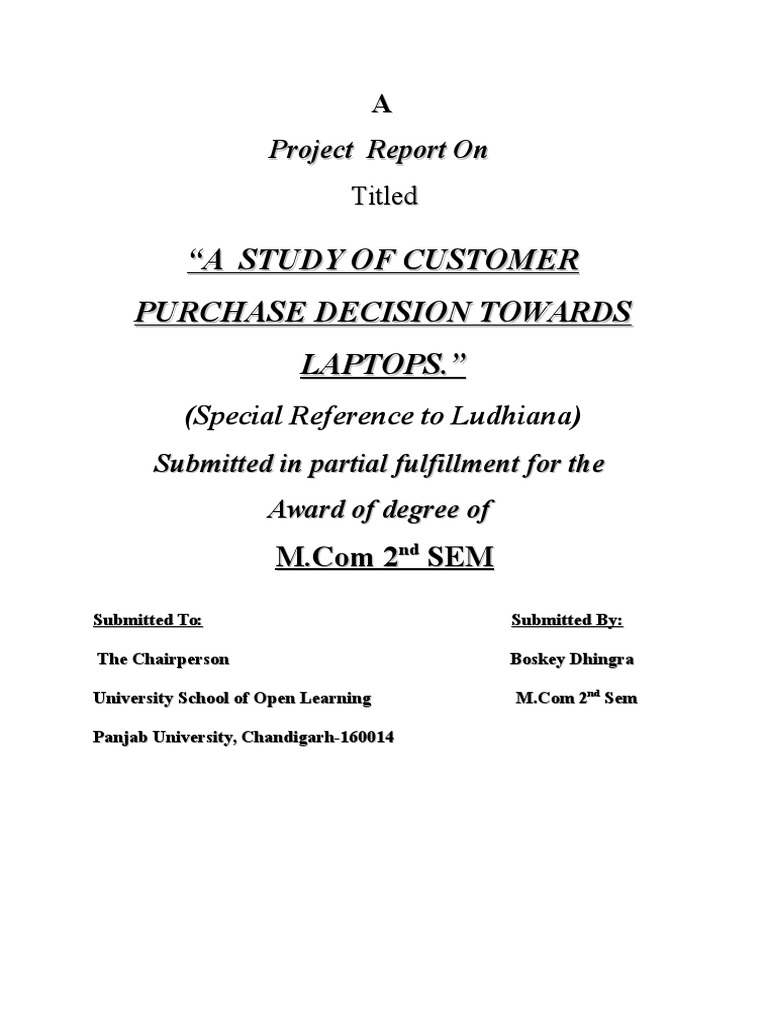 A Study of Customer Purchase Decision Towards Laptops. | PDF | Computers