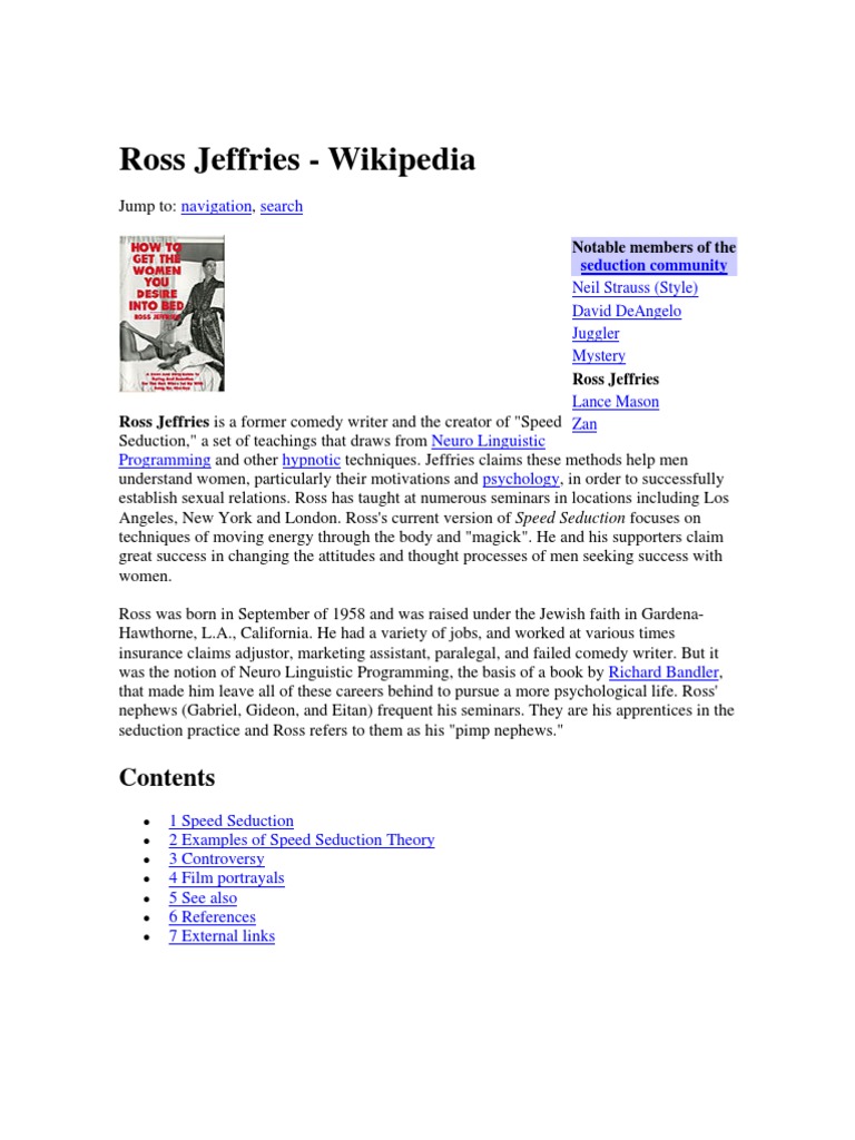 Ross Jeffries Wikipedia Pdf Social Science Self Improvement