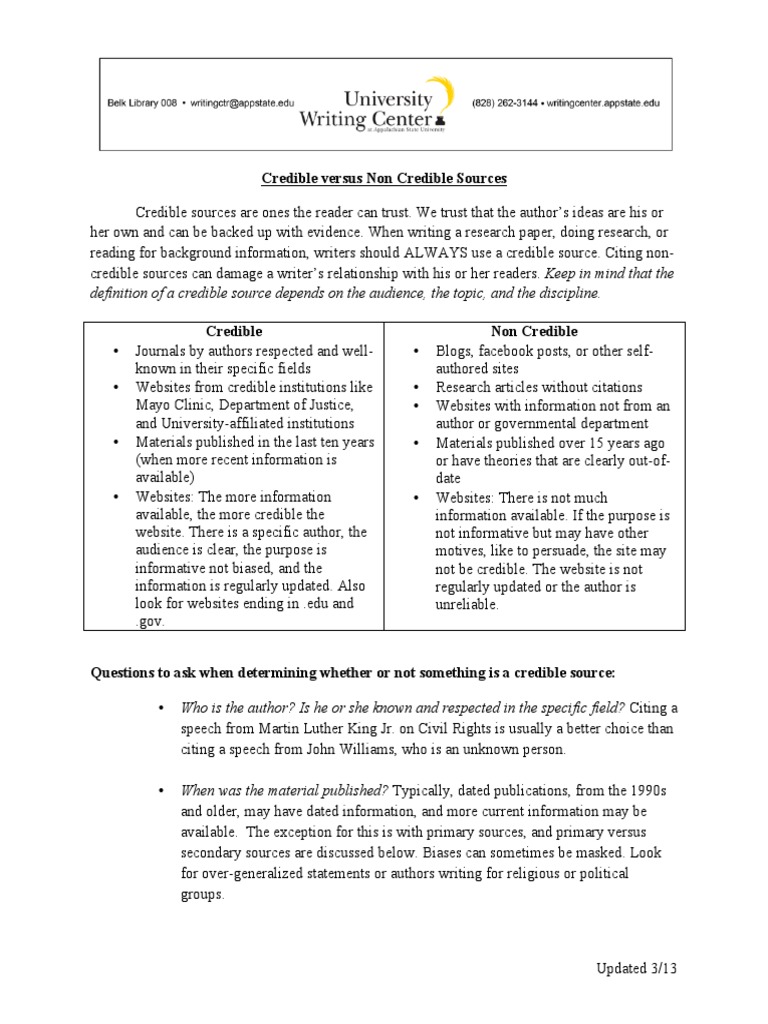 Credible V Non-Credible Sources13 | PDF | Primary Sources | Communication