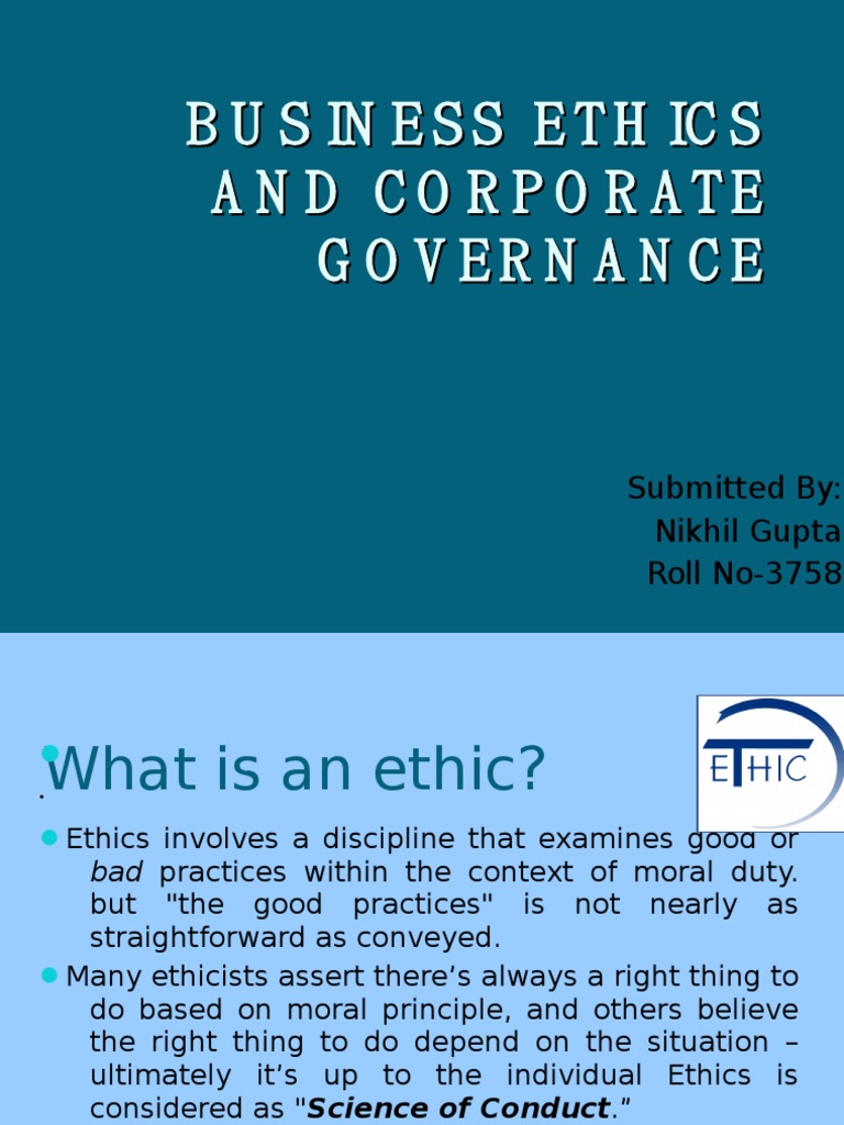 Business Ethics and Corporate Governance | Business Ethics | Governance
