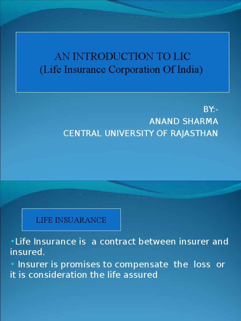 An Introduction To Lic (Life Insurance Corporation of India) | Download ...