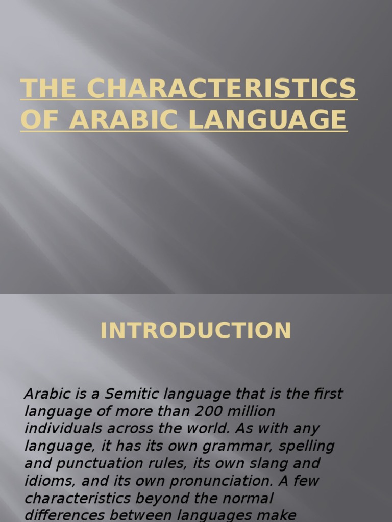 The Characteristics of Arabic Language | PDF | Arabic | Alphabet