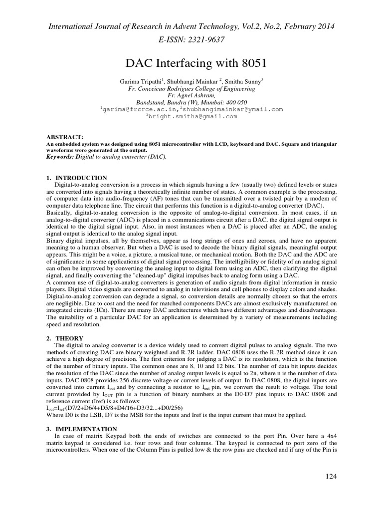 Dac Interface To 8051 PDF | PDF | Digital To Analog Converter | Analog ...