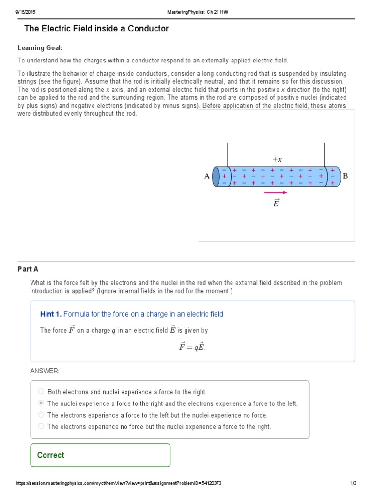MasteringPhysics - CH 21 HW #1 | PDF