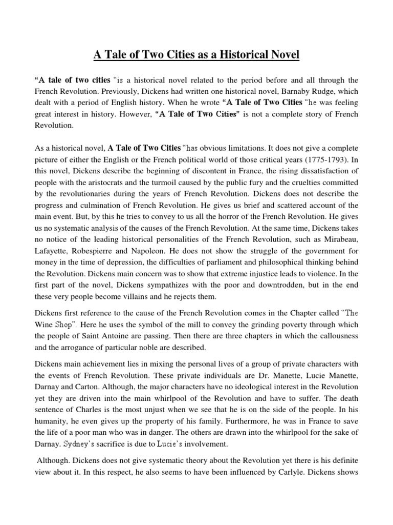 A Tale of Two Cities As A Historical Novel | PDF | A Tale Of Two Cities
