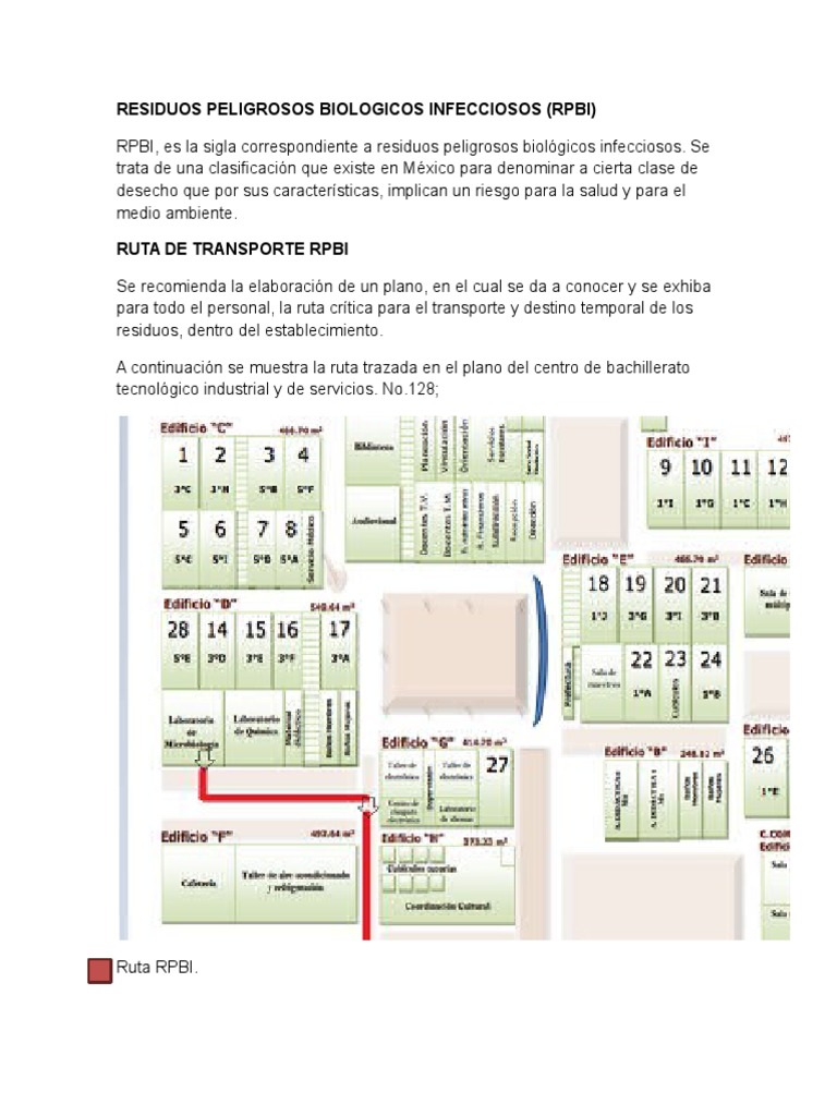 Ruta Transporte RPBI en CBTIS 128 | PDF | Residuos | Science