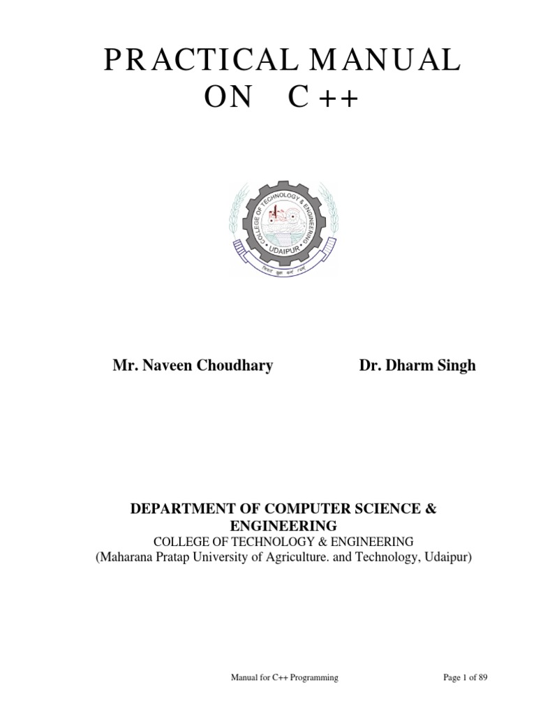 C++ Lab Maual | PDF | Subroutine | Object Oriented Programming C++ Lab Maual | PDF | Subroutine | Object Oriented Programming
