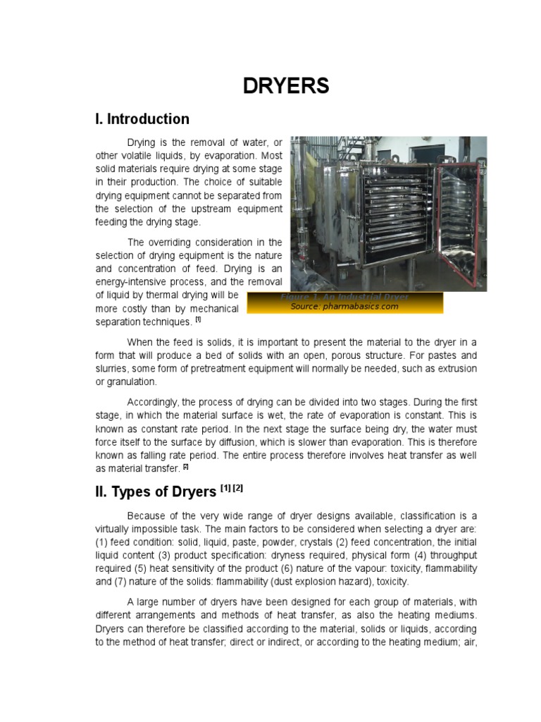 DRYERS: KEY TYPES AND OPERATING CONDITIONS | PDF | Clothes Dryer ...