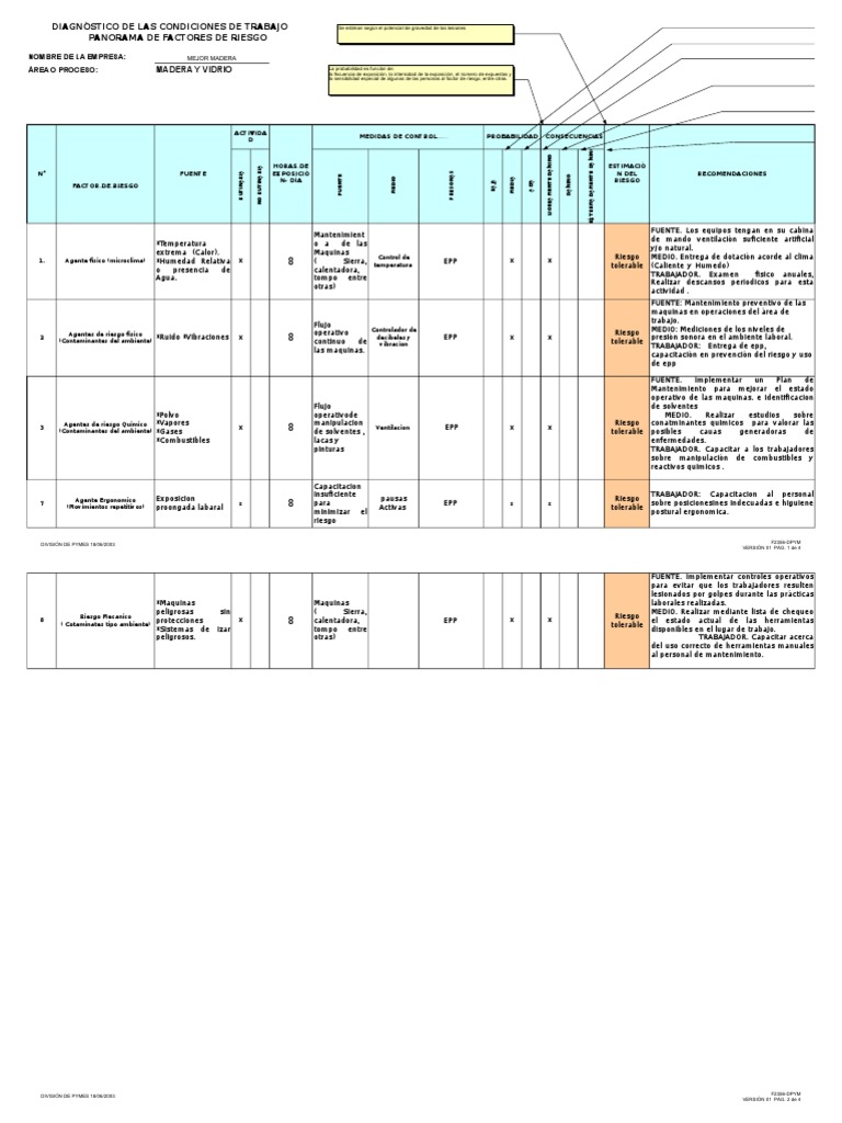 Matriz Riesgos Mejor Madera | PDF | Radiación | Riesgo