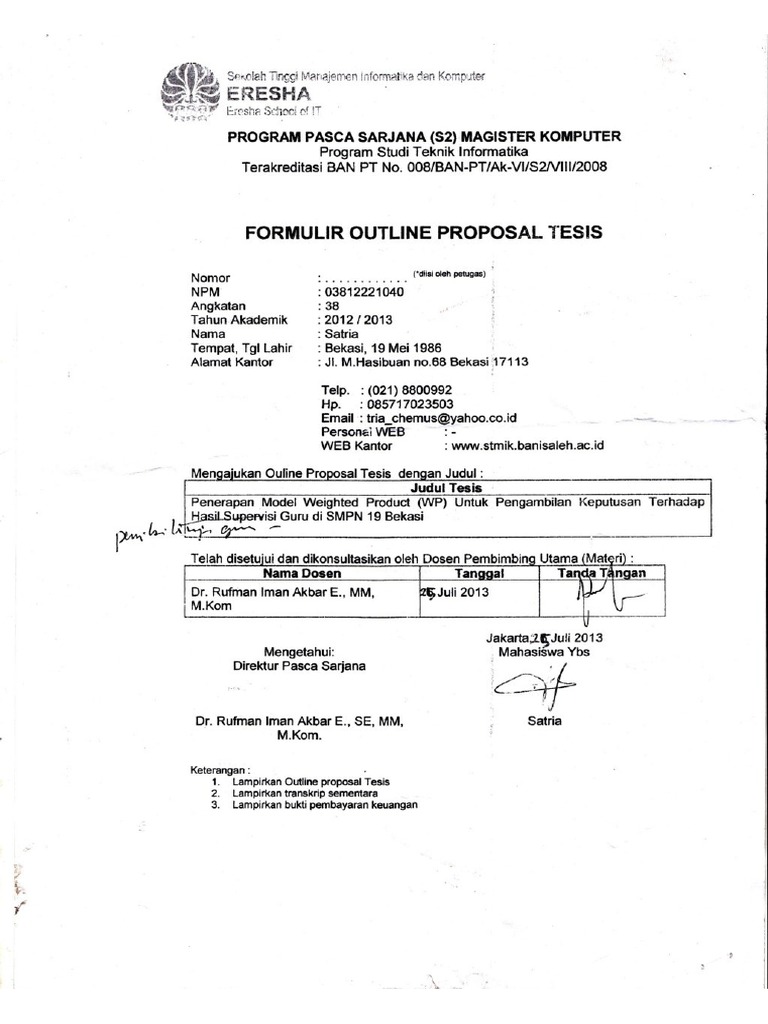 Contoh Outline Thesis PDF | PDF