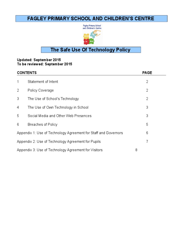 The Safe Use of Technology Policy 2015 | PDF | Social Media | Popular ...